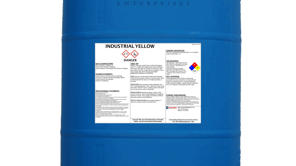 INDUSTRIAL YELLOW | High Foam Chlorinated Detergent | John-Henry ...